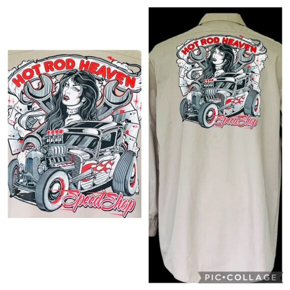 Aramark | Shirts | Hot Rod Heaven Uniform Shirt 2xl Rockabilly Girl ...